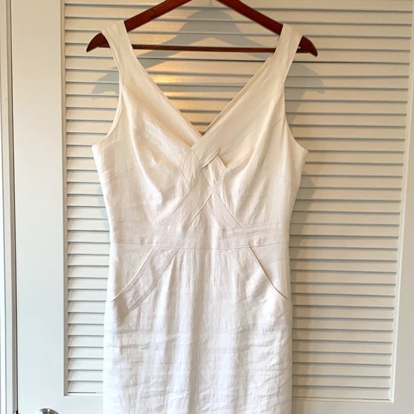 Milly | Dresses | Milly White Sleeveless Linen Dress | Poshmark